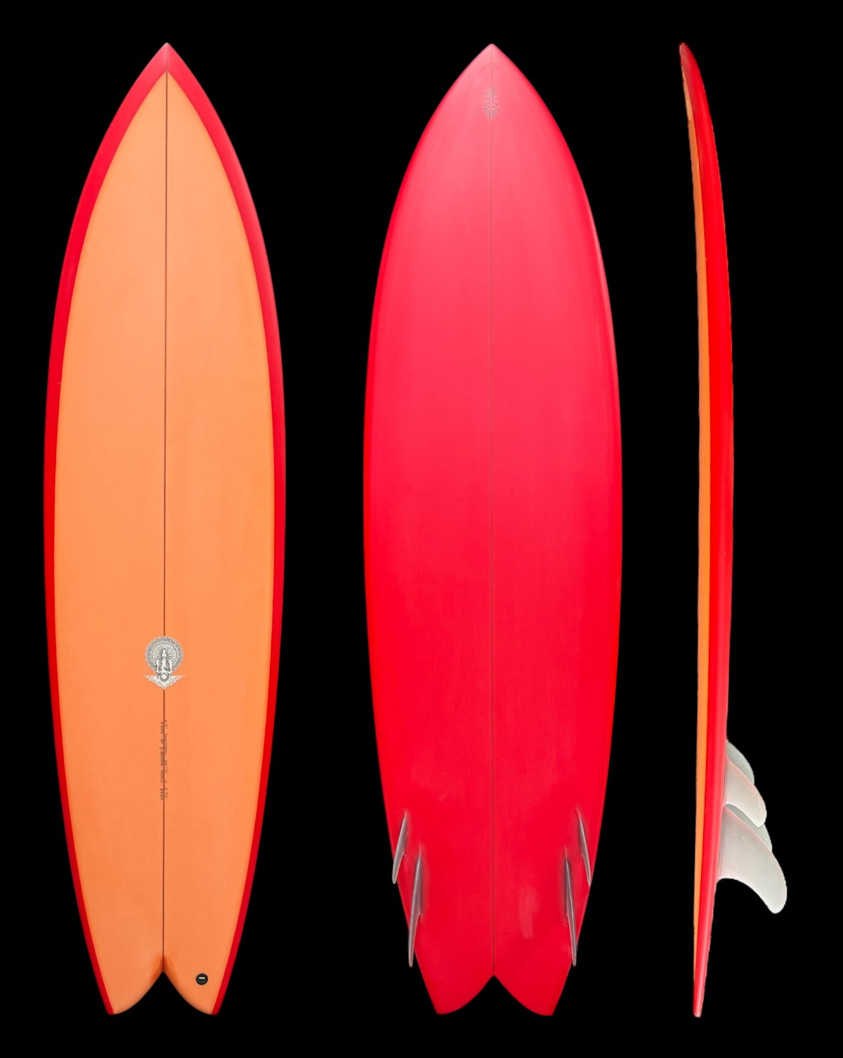 TWINZER - 6'8" X 20 3/4 X 2 5/8, PEACH DECK/ RED RAIL&BOTTOM