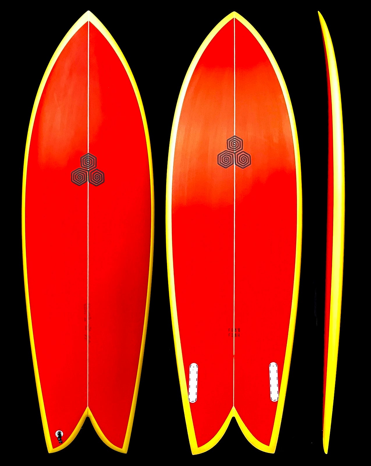 【カリフォルニア産】FEB'S FISH - 5'09" X20 7/8 X 2 1/2, 36.3L FUTURES RED/YELLOW