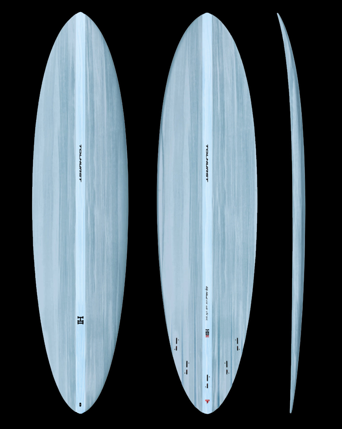 THUNDERBOLT RED MID 6 - 7'10" X 21 1/4 X 2 3/4, 50.6L LIGHT BLUE FCS2